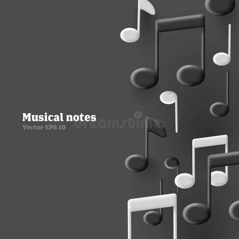 3d Music Sound Notes Black and White Composition, Decoration Stock ...