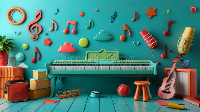 3D Musical Instruments for Children S Music Learning Stock Illustration ...