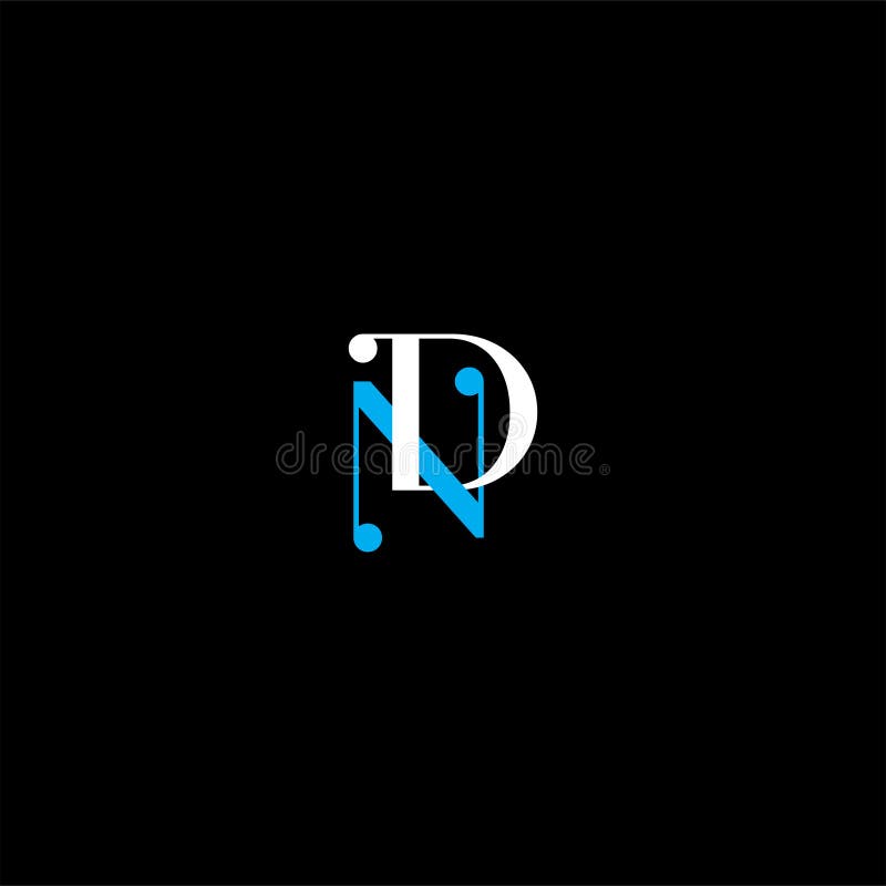 D N Letter Logo Abstract Design on Black Color Background Stock Vector ...