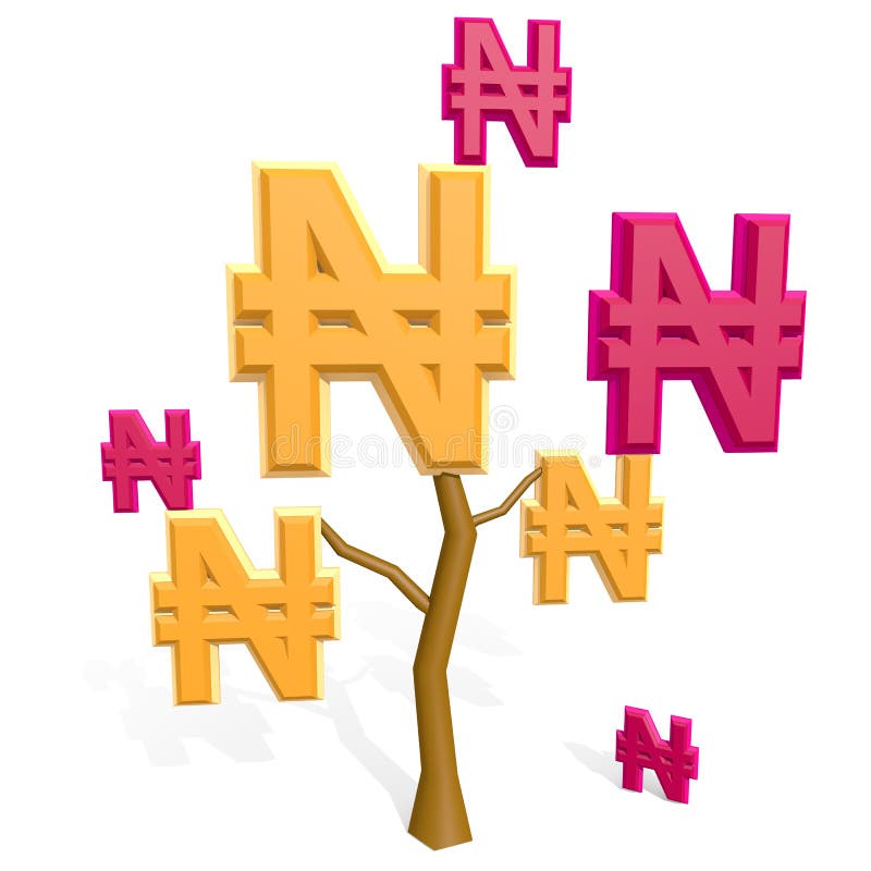 3d naira sign on a tree stock illustration. Illustration of backdrop ...