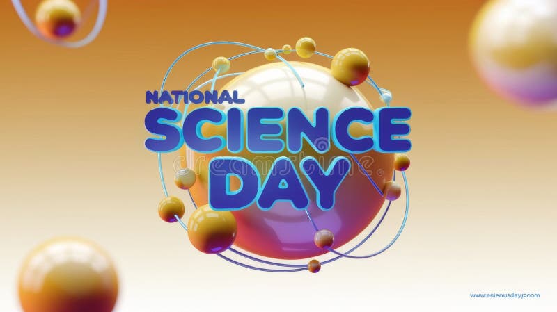3D National Science Day Text with Orbits and Planets Stock Illustration ...