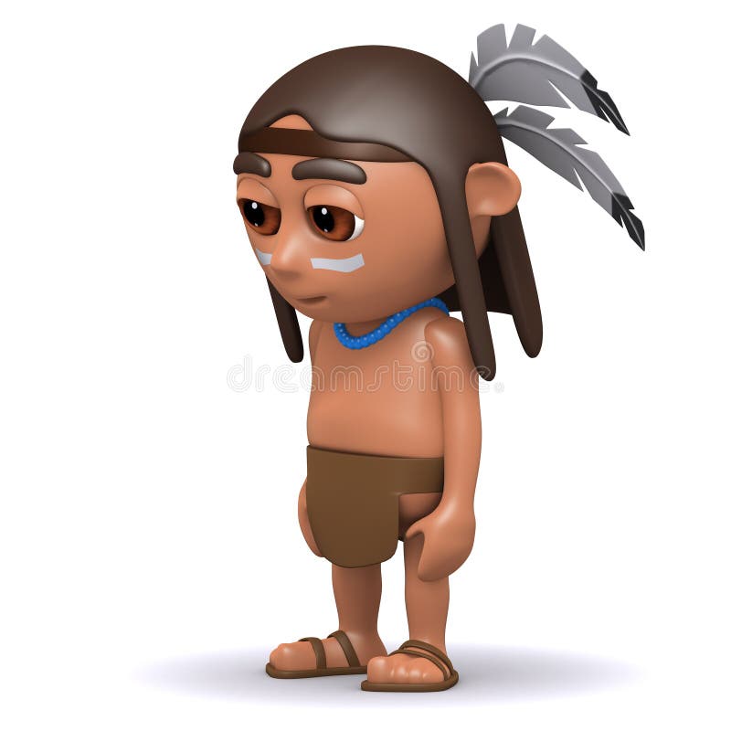 3d Native American Indian Looks Sad Stock Illustration - Illustration ...