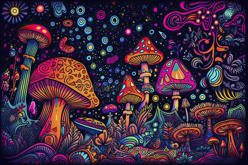 3D Neon Artistic Render of a Unique and Vibrant Psychedelic Fantasy ...