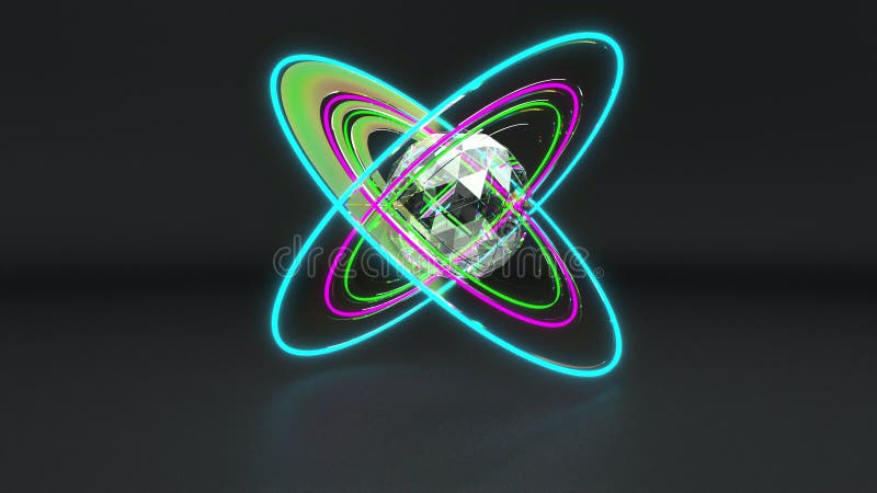 3d Neon Atom Science Lens Flare Intro Stock Illustration - Illustration ...
