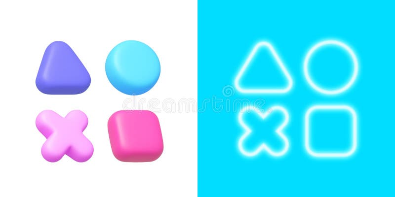 3d Neon Game for Computer Game Design. Circle Geometric Shape Stock ...