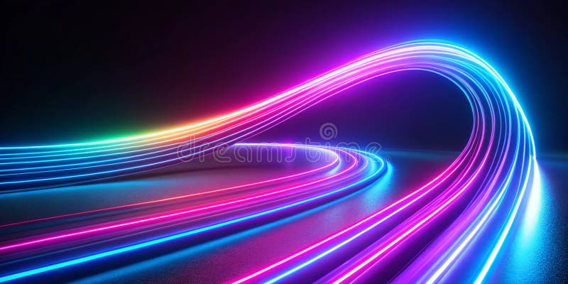 3D Neon Light Effect with High-Speed Concept Stock Illustration ...