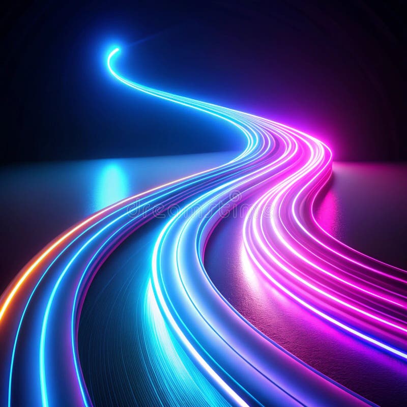 3D Neon Light Effect with High-Speed Concept Stock Illustration ...