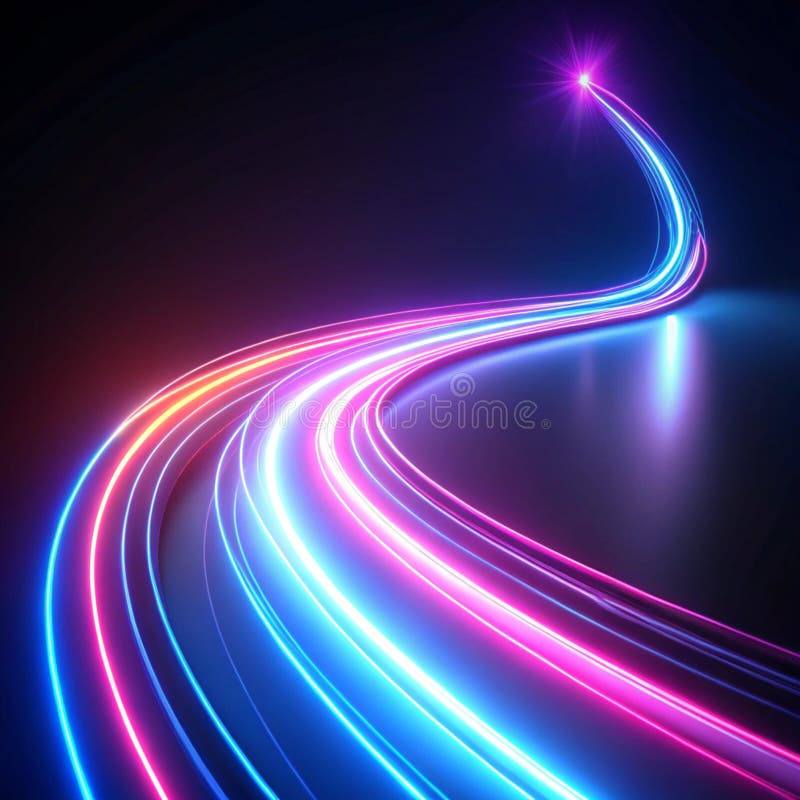 3D Neon Light Effect with High-Speed Concept Stock Illustration ...