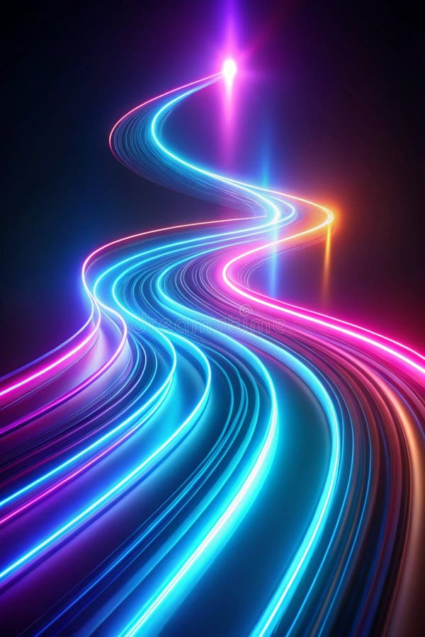 3D Neon Light Effect with High-Speed Concept Stock Illustration ...