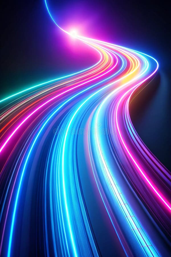 3D Neon Light Effect with High-Speed Concept Stock Illustration ...