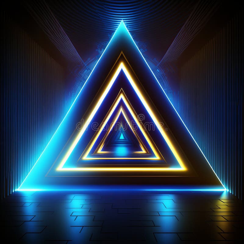 3d , Neon Light Triangle, Virtual Reality, Triangular Esoteric Portal ...