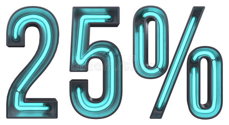 A 3D Neon 25 Number Isolated on a White Background Stock Illustration ...