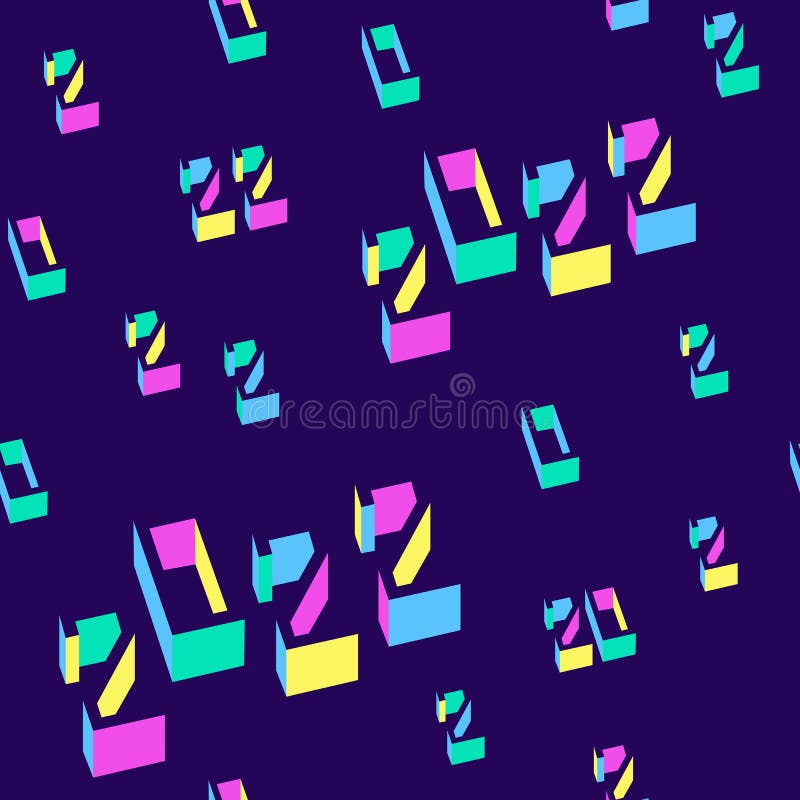 2022 3d Neon Numbers on Dark Blue Pattern Stock Vector - Illustration ...