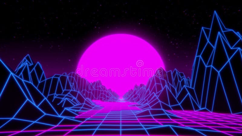 3D Neon Retro Synthwave VJ Loop Motion Backgound Stock Footage - Video ...