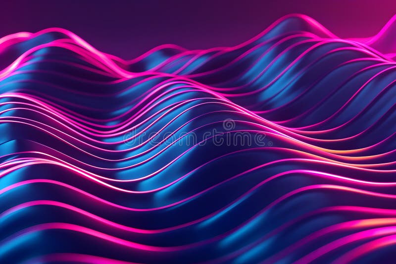 3D Neon Waves: Abstract Background with Vibrant Lines Stock ...