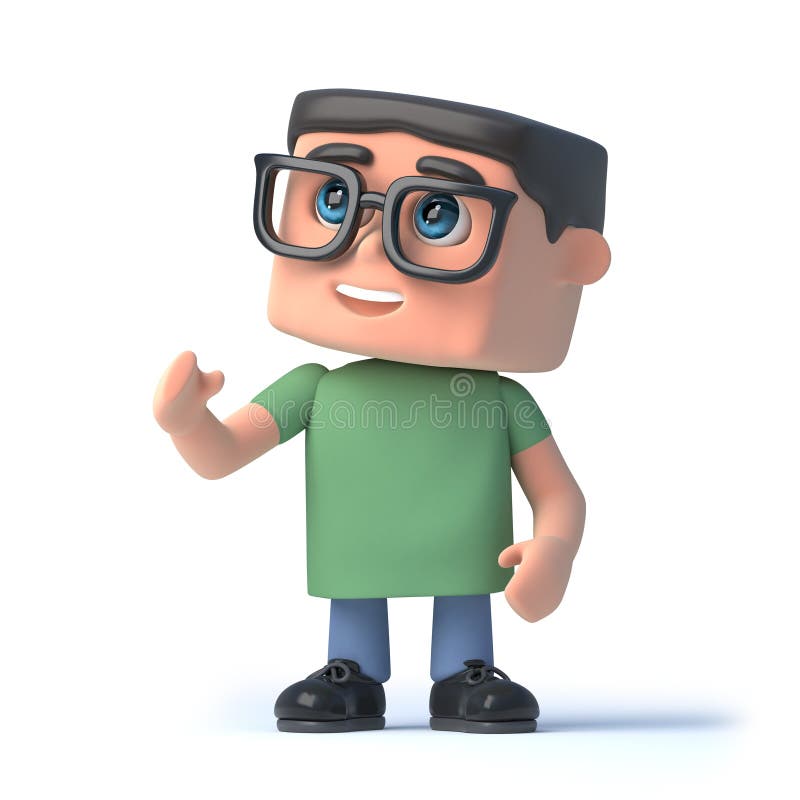 3d Nerd points to the left stock illustration. Illustration of young ...