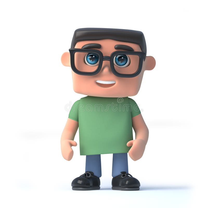3d Nerd stands alert stock illustration. Illustration of person - 56725460