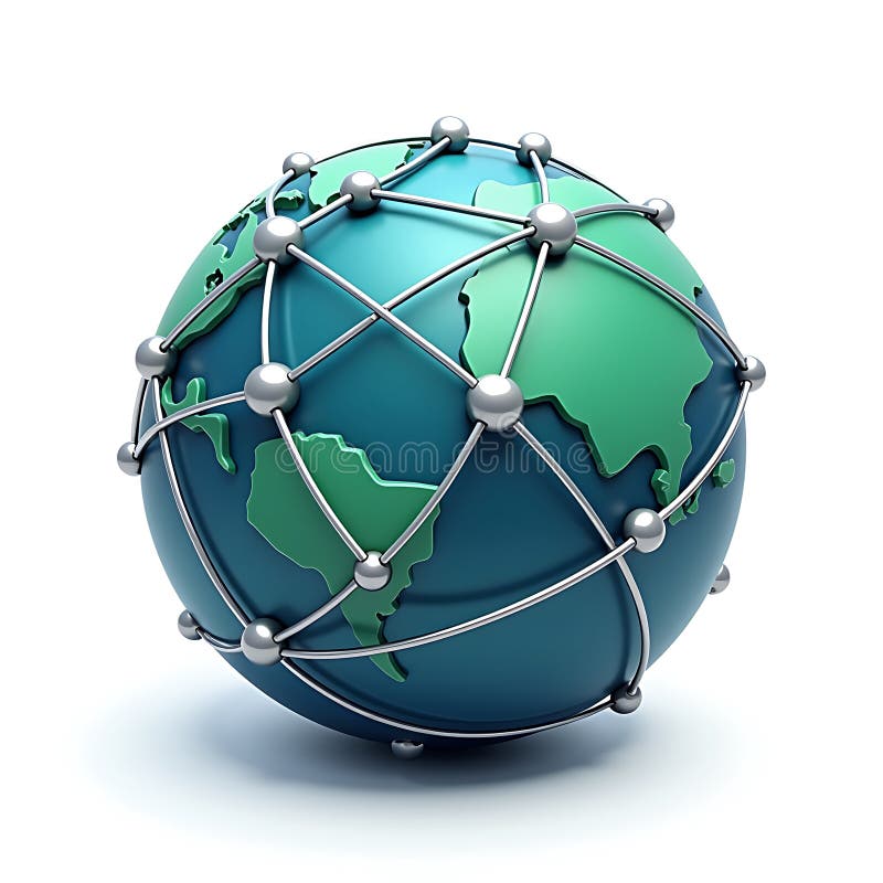 3D Network Globe Web Icon Isolated on a White Background Stock ...