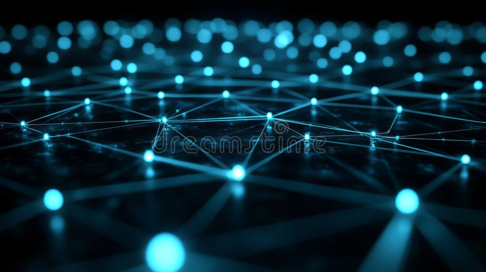 A 3D Network of Glowing Blue Nodes Connected by Lines Stock ...
