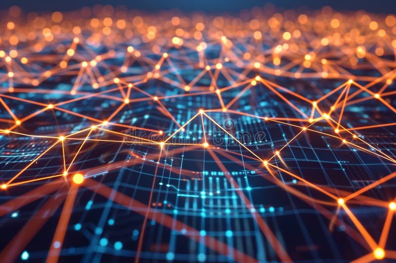 3D Network Mesh Platform Digital Connectivity Web Stock Illustration ...