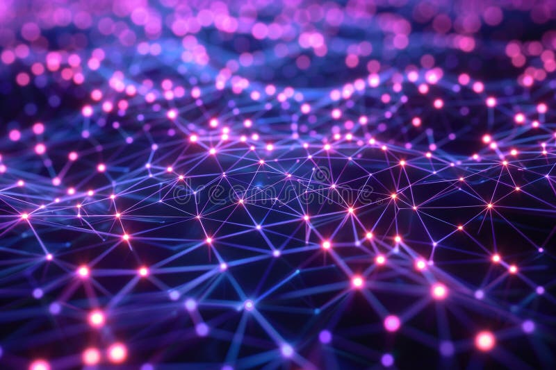 3D Network Structure Dense Grid of Points and Connecting Lines Data ...