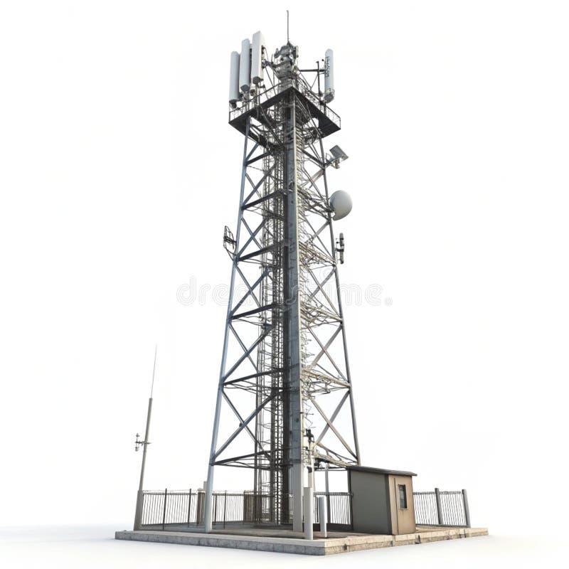 3D Network Tower Illustration Isolated on White Background Stock ...