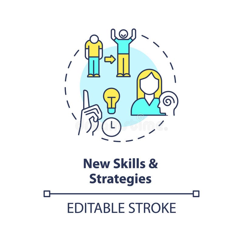 2D New Skills and Strategies Line Icon Concept Stock Vector ...