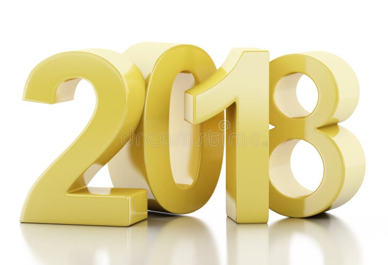 Year 2018 Metal 3d Numbers Isolated on White Stock Illustration ...