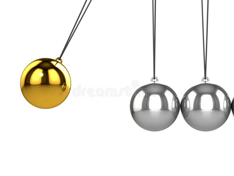 3d Newtons-wieg Met Het Slingeren Van Rode Bal Stock Illustratie ...