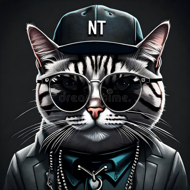 3d NFT Illustration of a Cat , Looking Straight in the Camera Stock ...