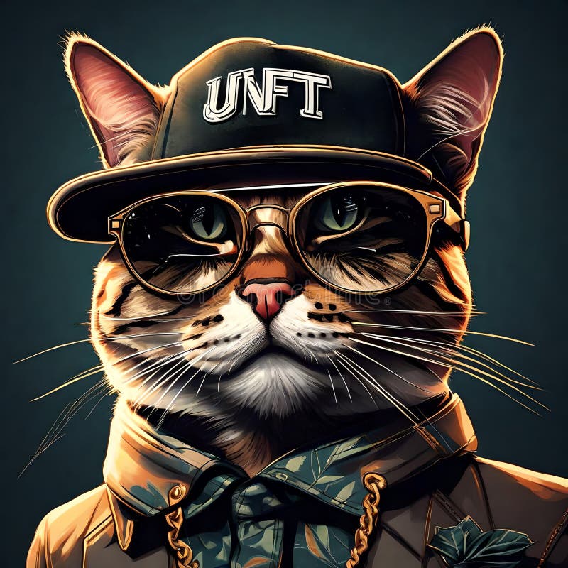 3d NFT Illustration of a Cat , Looking Straight in the Camera Stock ...
