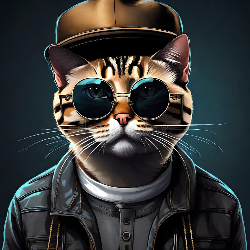 3d NFT Illustration of a Cat , Looking Straight in the Camera Stock ...