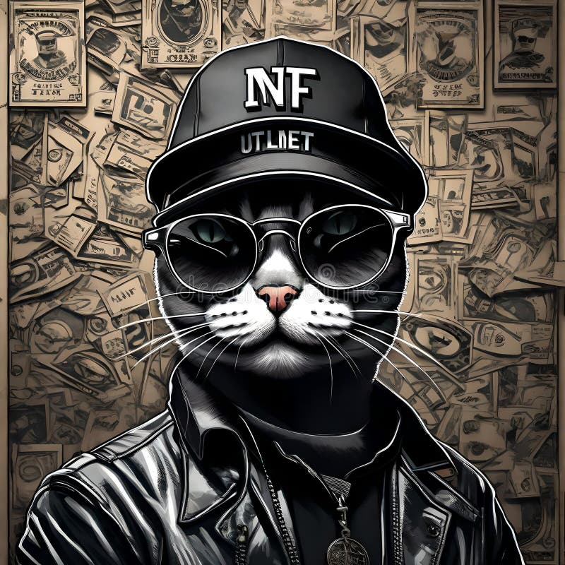 3d NFT Illustration of a Cat , Looking Straight in the Camera Stock ...