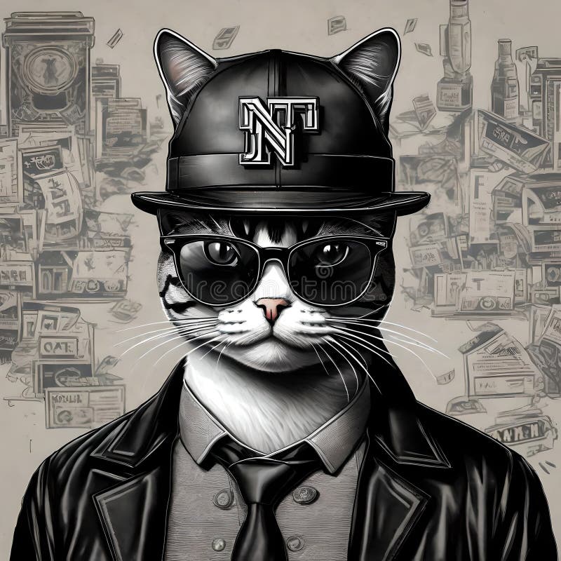 3d NFT Illustration of a Cat , Looking Straight in the Camera Stock ...