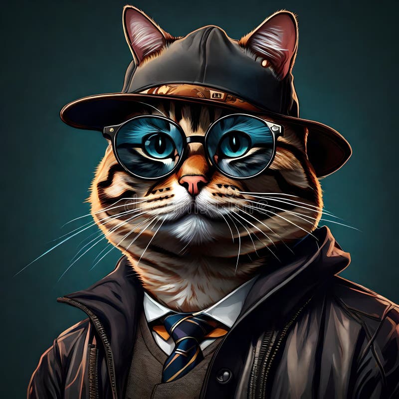 3d NFT Illustration of a Cat , Looking Straight in the Camera Stock ...