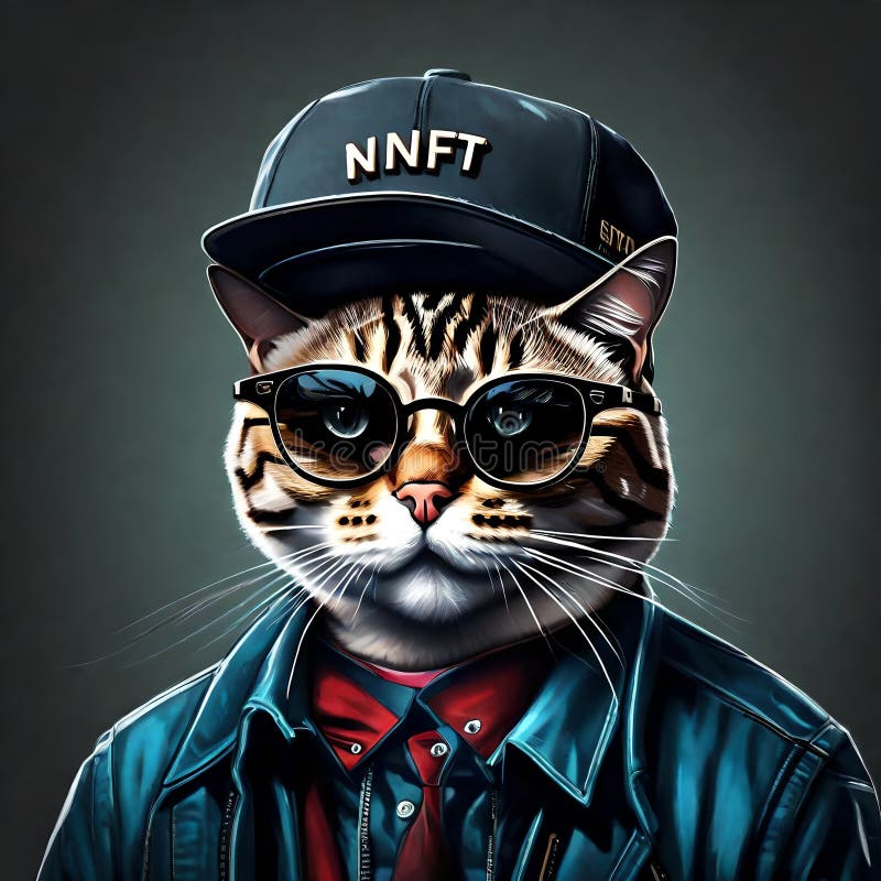 3d NFT Illustration of a Cat , Looking Straight in the Camera Stock ...