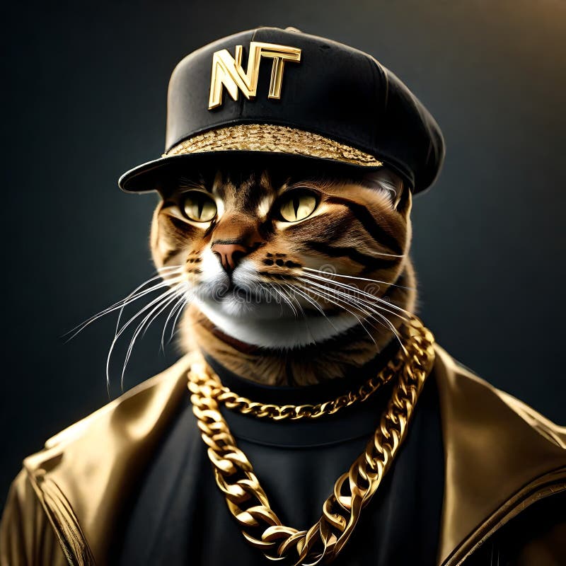 3d NFT Illustration of a Cat , Looking Straight in the Camera Stock ...