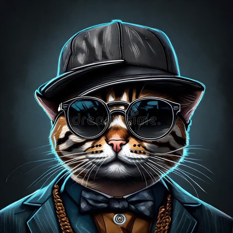 3d NFT Illustration of a Cat , Looking Straight in the Camera Stock ...