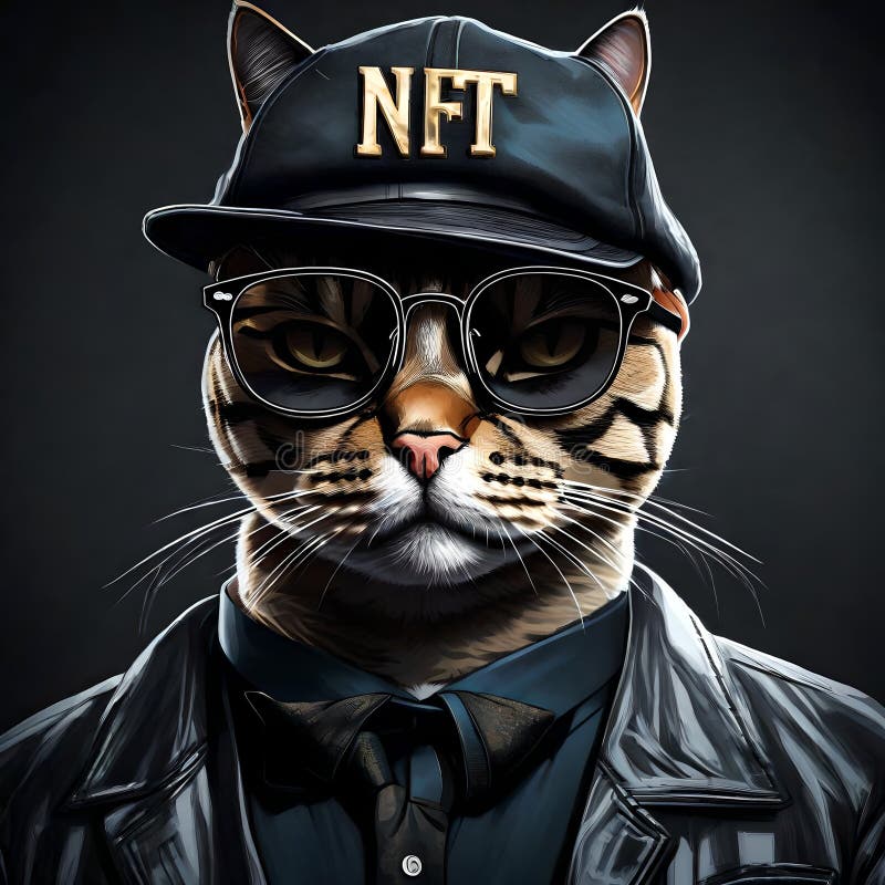 3d NFT Illustration of a Cat , Looking Straight in the Camera Stock ...