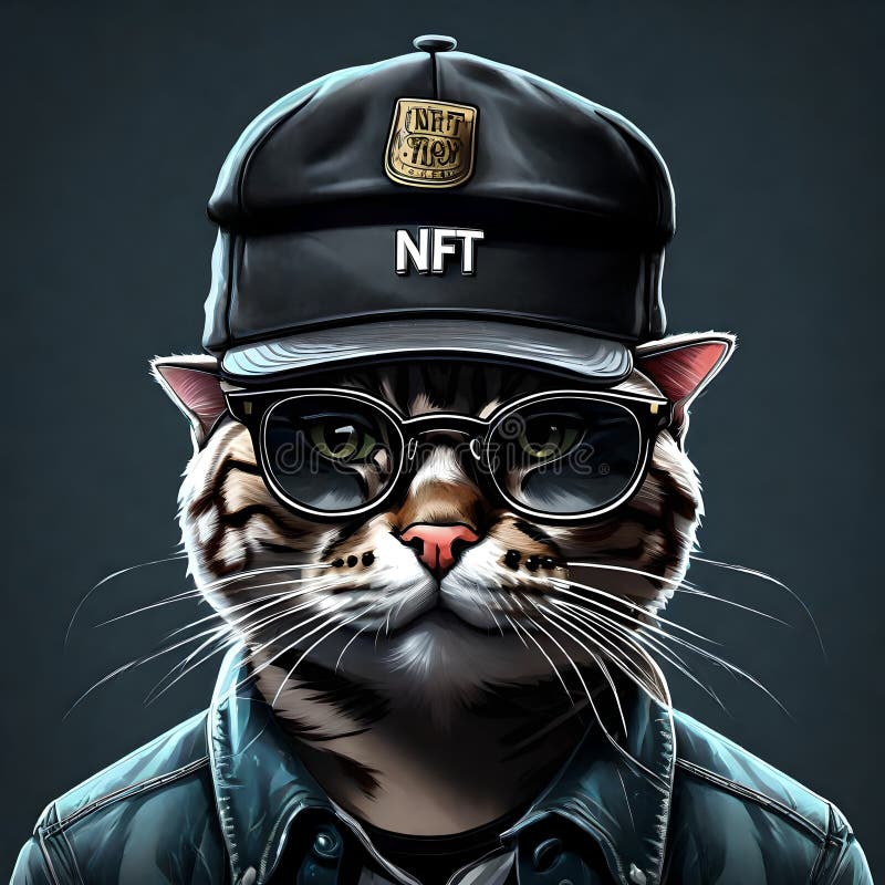3d NFT Illustration of a Cat , Looking Straight in the Camera Stock ...