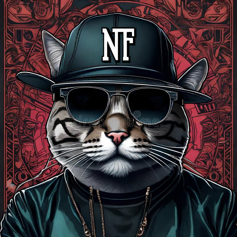 3d NFT Illustration of a Cat , Looking Straight in the Camera Stock ...