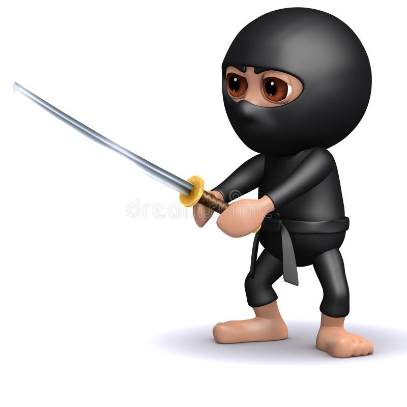 3d Ninja in fighting pose stock vector. Illustration of warrior - 38789914