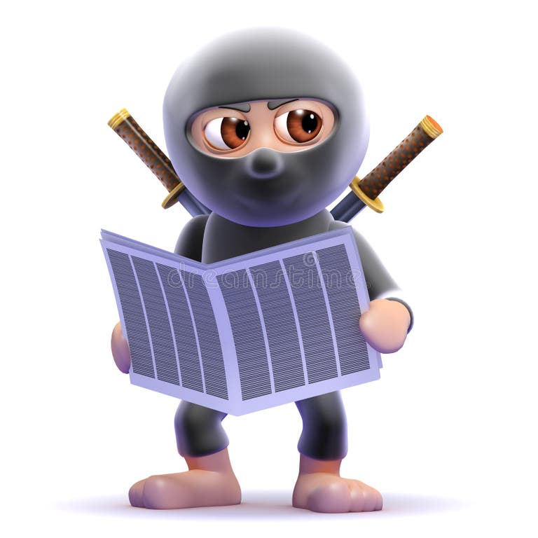 3d Ninja lee las noticias stock de ilustración. Ilustración de lectura ...