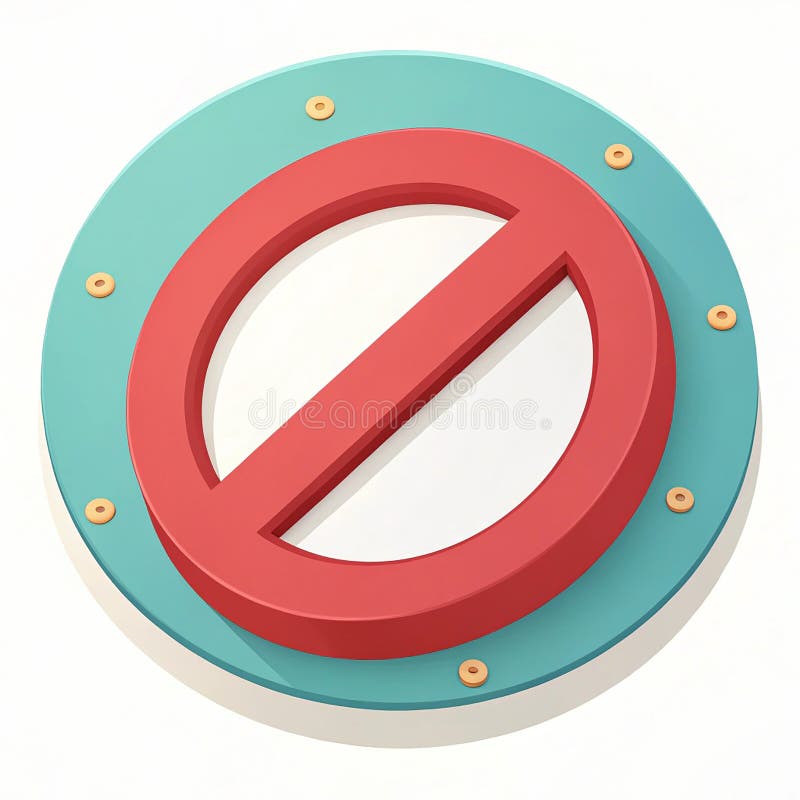 3D No Entry or Prohibition Sign Icon Stock Illustration - Illustration ...
