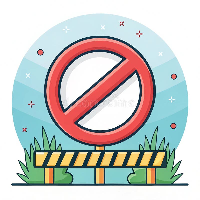 3D No Entry or Prohibition Sign Icon Stock Illustration - Illustration ...