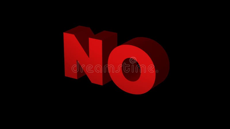 3D NO Red Text Loop Animation on Transparent Background with Alpha ...