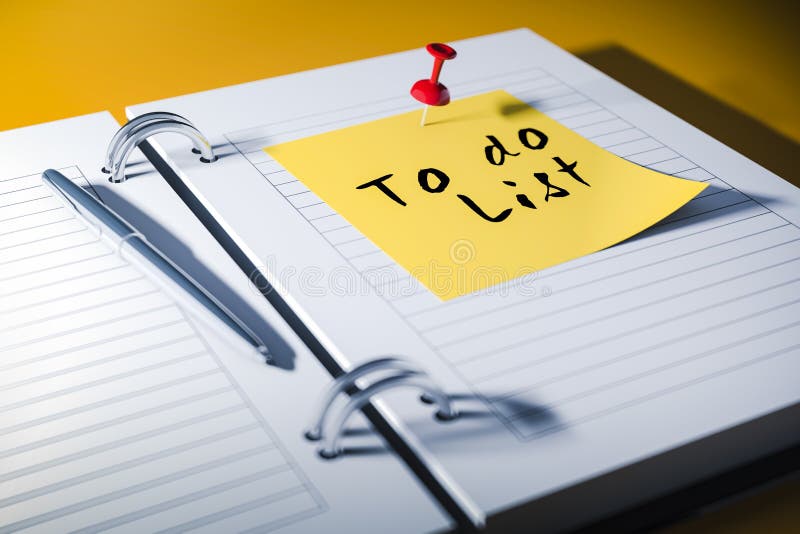 3d Note Book with To Do List Sticky Note Stock Illustration ...