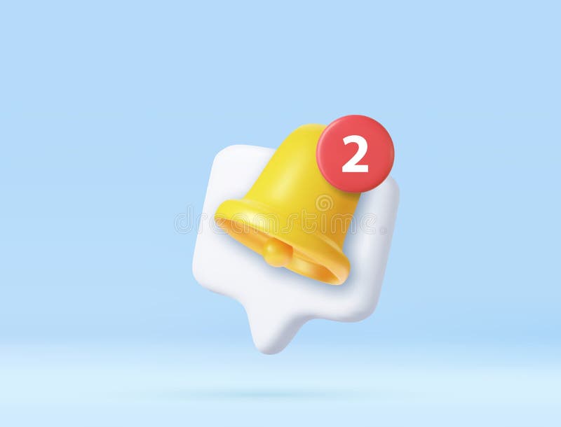 3D Notification Bell Alert Icon Stock Vector - Illustration of icon ...