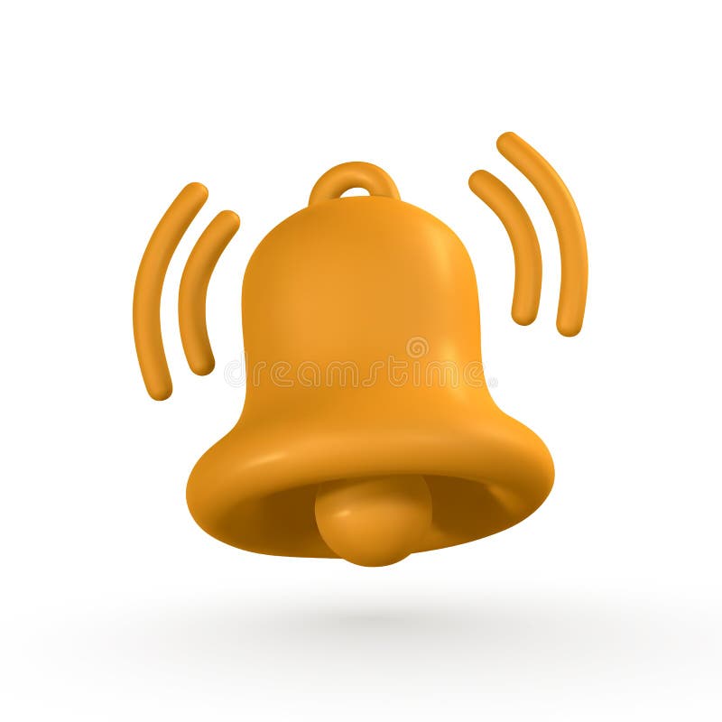 3d Notification Bell. Cute Realistic Yellow Ringing Bell Stock Vector ...