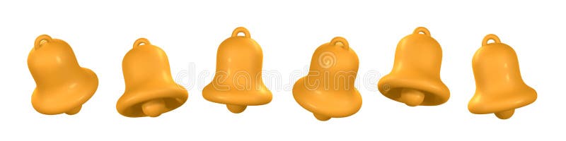 3d Notification Bell. Cute Realistic Yellow Ringing Bell Stock Vector ...